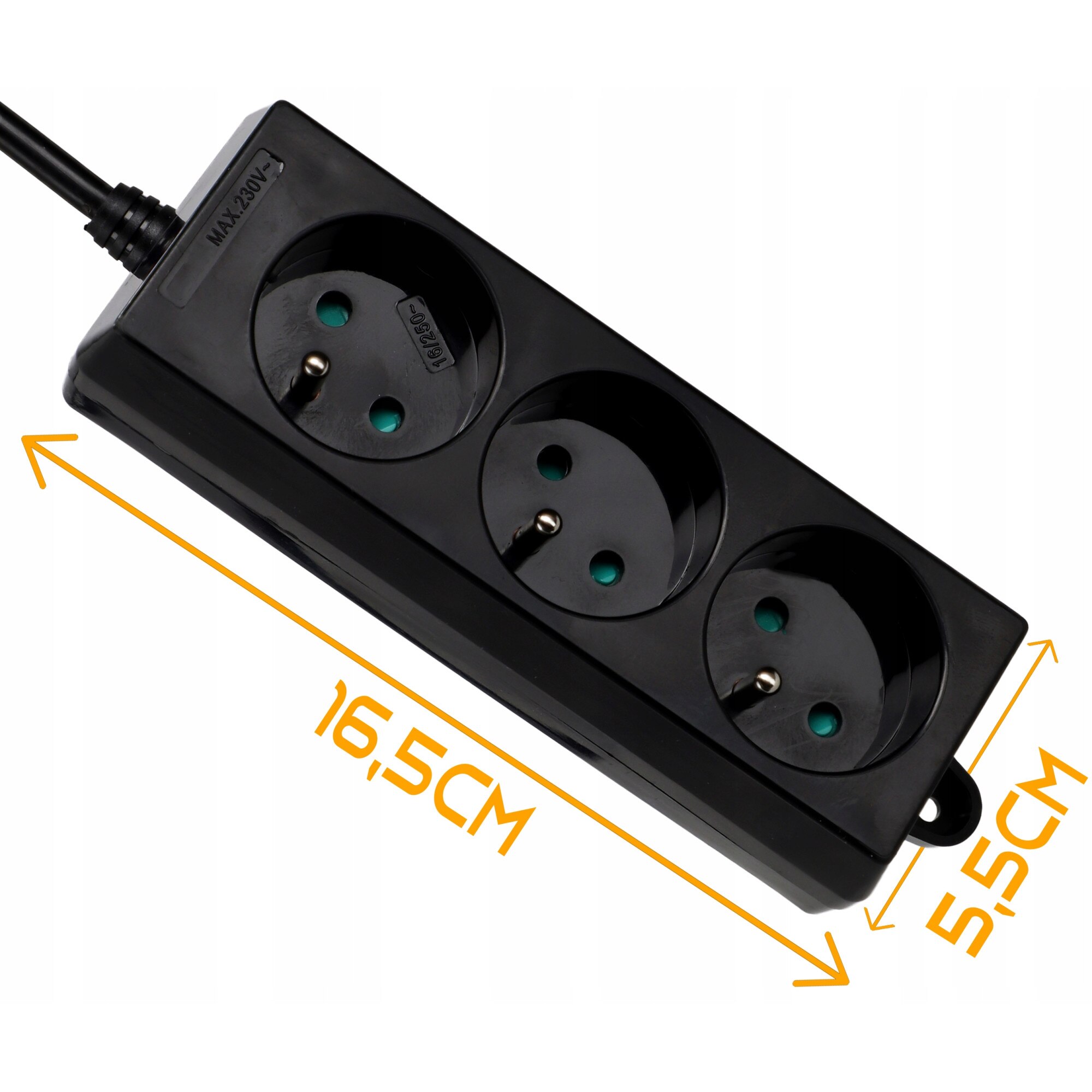 Prelungitor, priza, retea, lungime 1, 5 m, 3x priza 230 V, impamantare ...