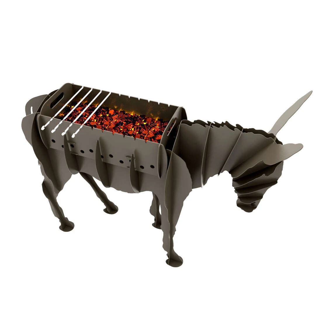 Gratar design unic in forma de Magar BBQ, otel carbon, gri, 147x46 cm ...