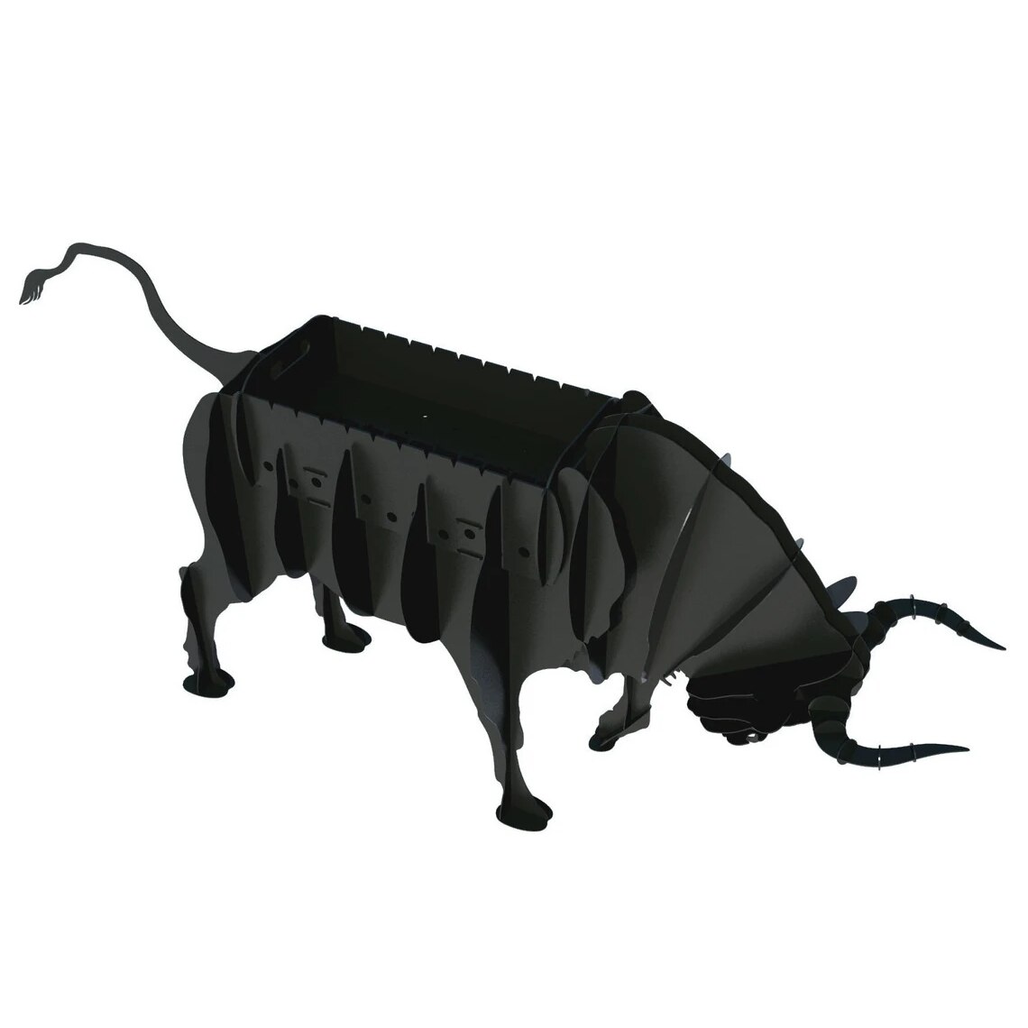 Gratar design unic in forma de Taur BBQ, otel carbon, negru, 209.1x53.4 ...