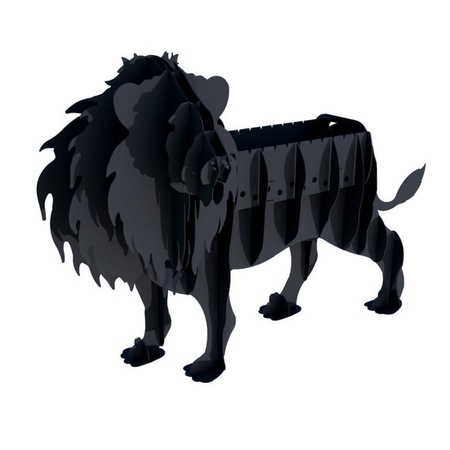 Gratar design unic in forma de Leu BBQ, otel carbon, negru, 177.6x77.4 ...