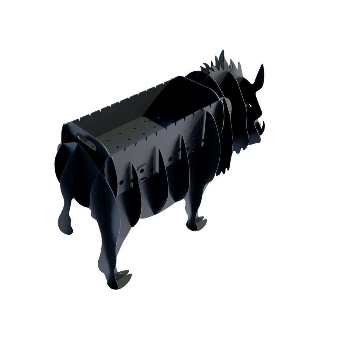 Gratar design unic in forma de Mistret BBQ, otel carbon, negru, 143 ...