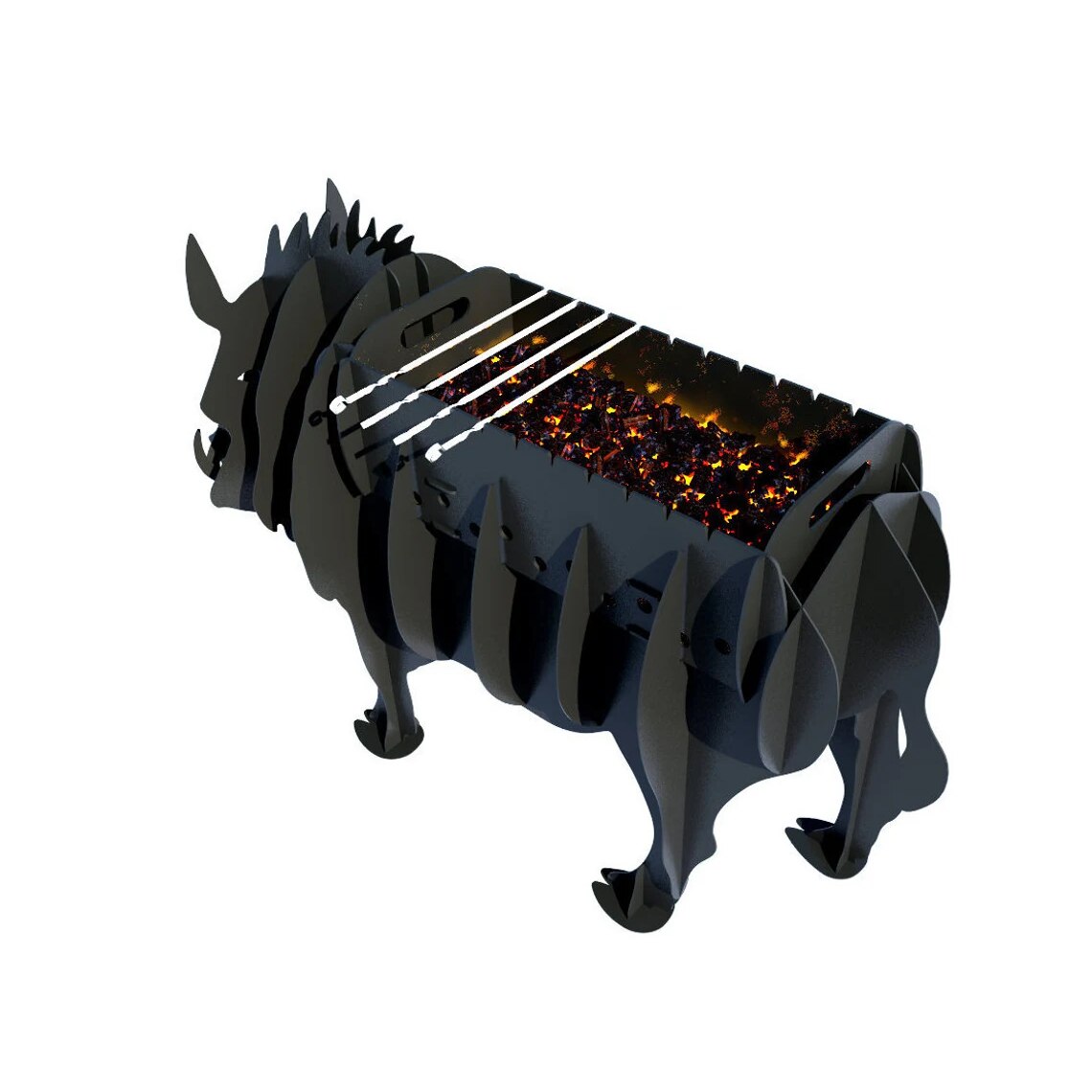 Gratar design unic in forma de Mistret BBQ, otel carbon, negru, 143 ...