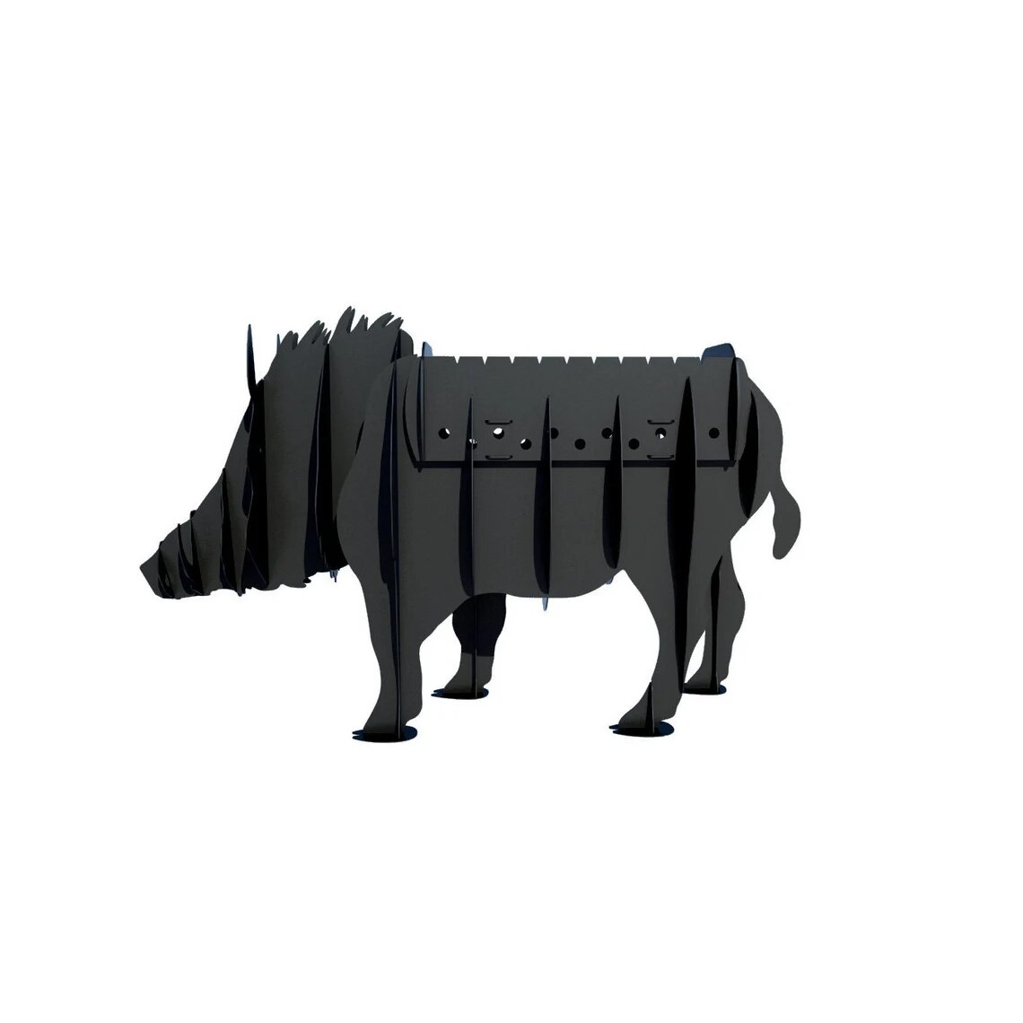 Gratar design unic in forma de Mistret BBQ, otel carbon, negru, 143 ...