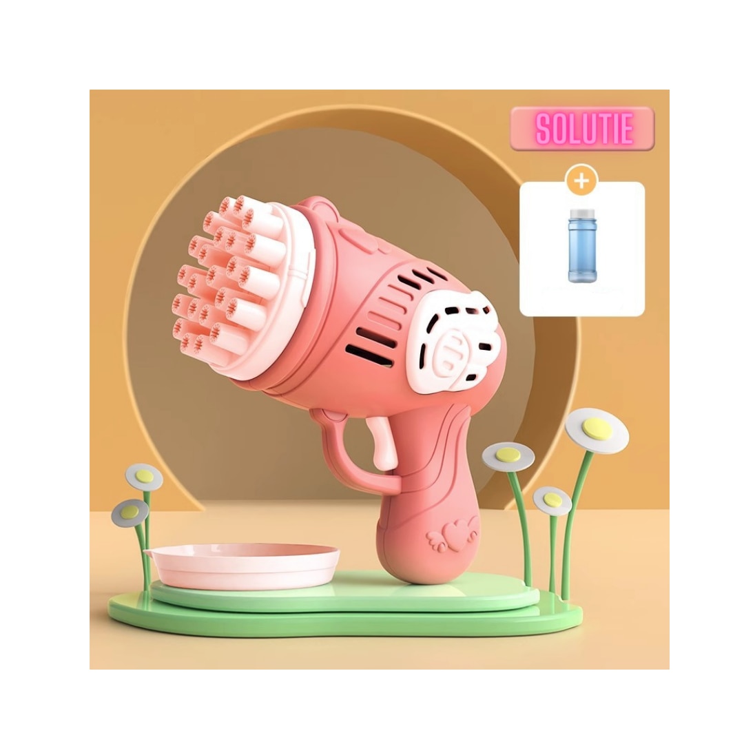 Masina roz tip pistol pentru facut bule Selling Depot® cu 23 de gauri ...