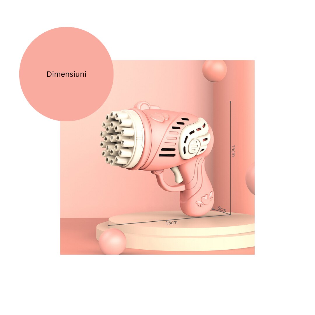 Masina roz tip pistol pentru facut bule Selling Depot® cu 23 de gauri ...