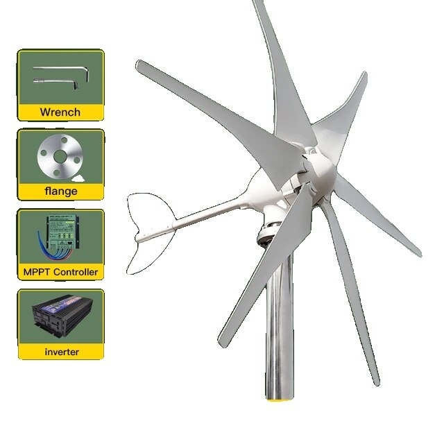 Set generator eolian, 2000W, sistem off grid, MPPT, aluminiu si fibra de nylon, 24V - eMAG.ro