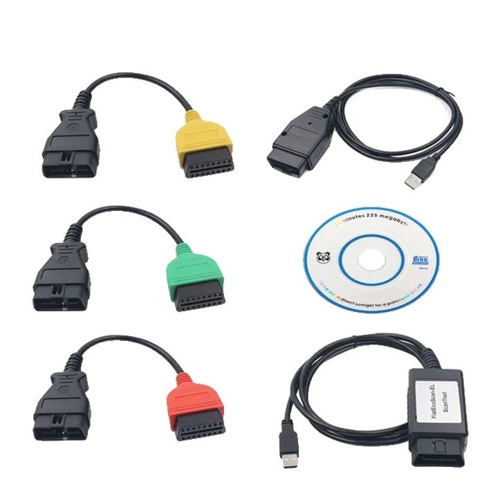 Set 5 Cabluri, Fiat ECU Scan, Adaptoare Diagnoza Auto, USB, Multimarca ...