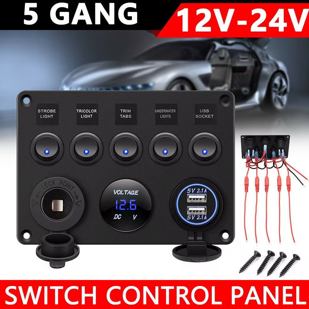 Panou comutator auto, Latauar, 12V/24V, 25℃~85℃, USB dublu, LED, 15 × ...