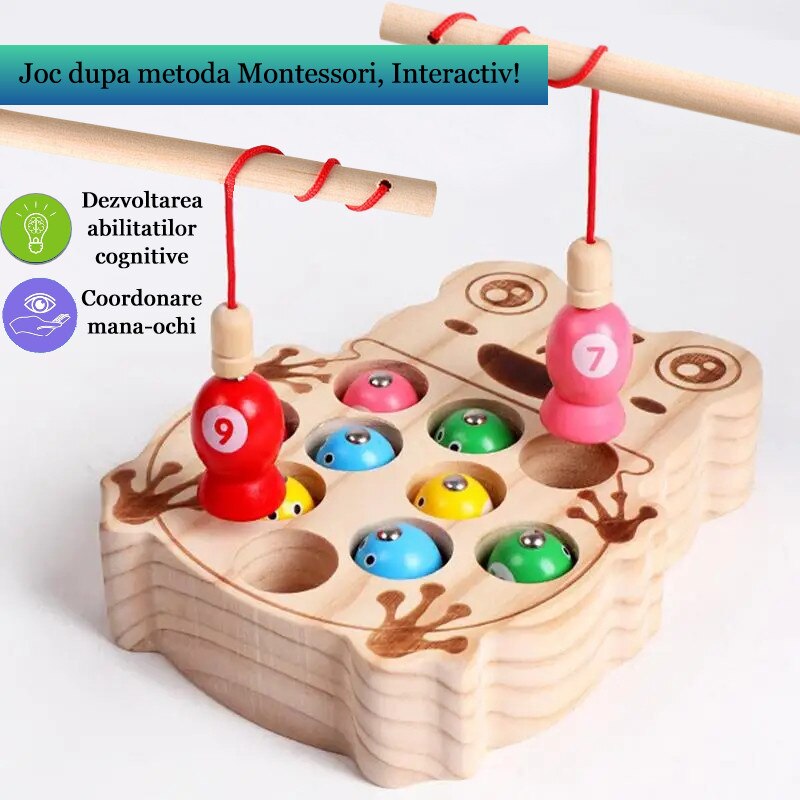 Joc educativ de pescuit cu magnet Salestore.ro® 2 undite, 10 pestisori ...