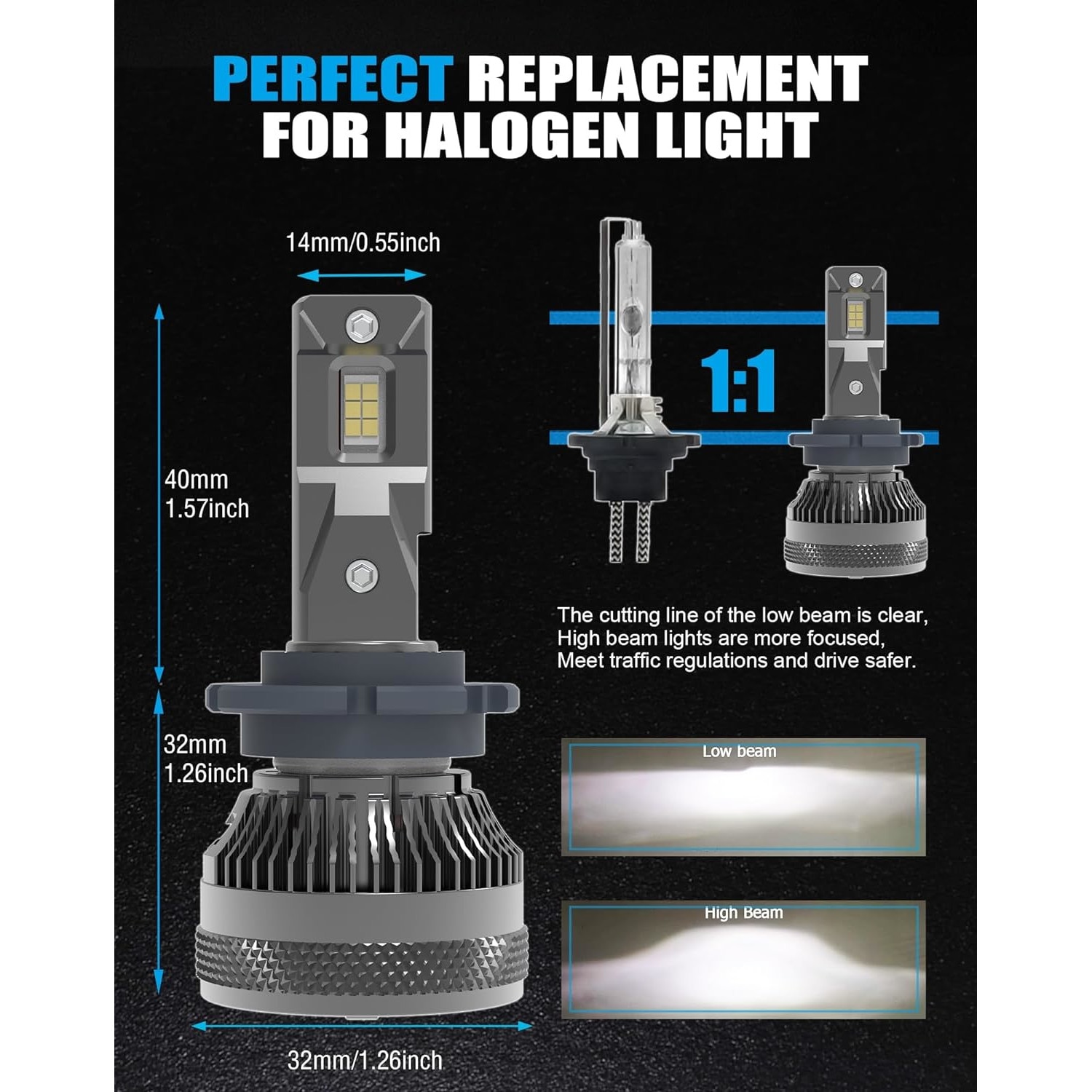 Set 2 Becuri LED Auto H7 EXCITAT® Premium, 38w, 6500K, 8000Lumeni, 12V, Cu ventilator, Canbus ...