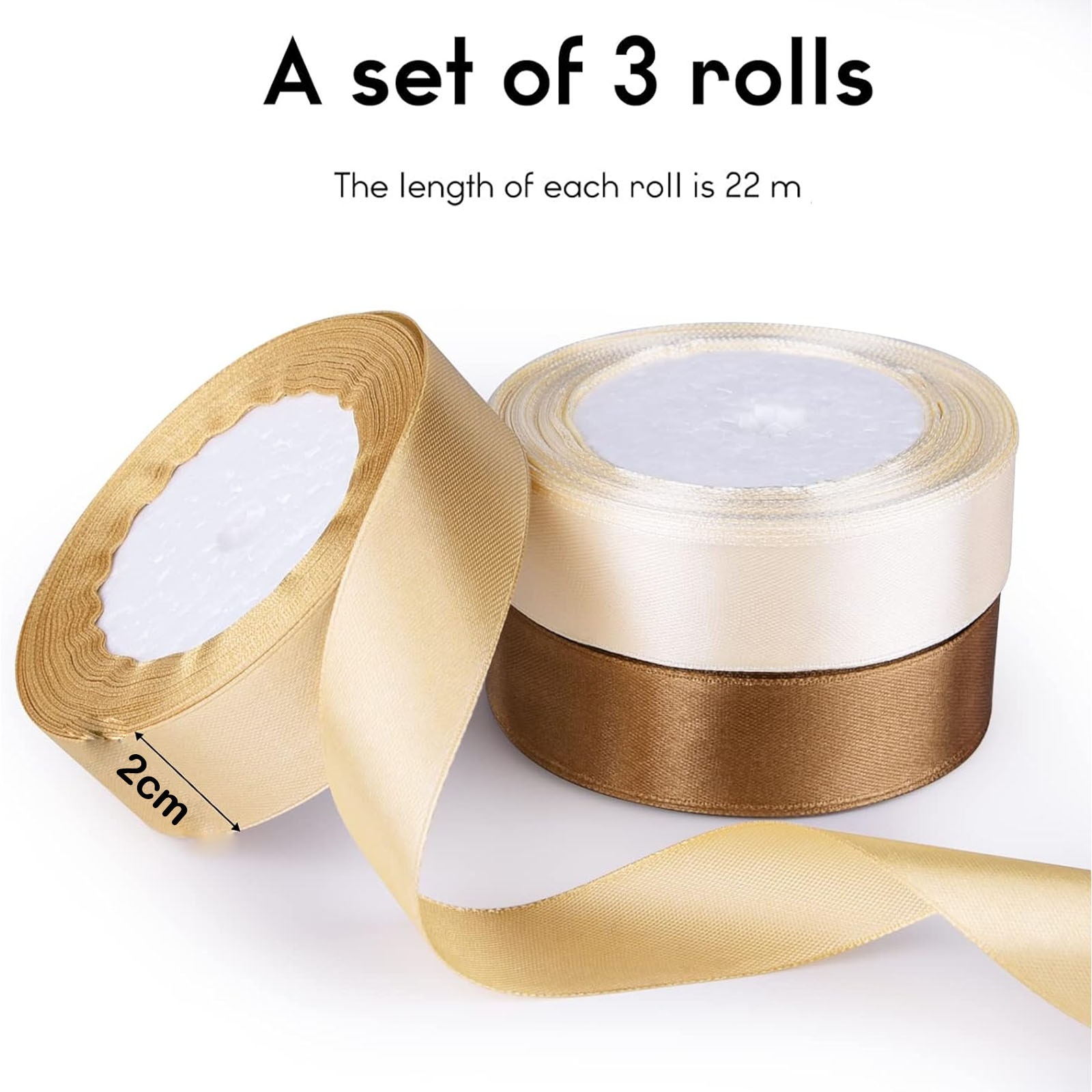 Set 3 Panglica satinata, Darklove, latime 2 cm, 1 rola 22m, Greu de ...