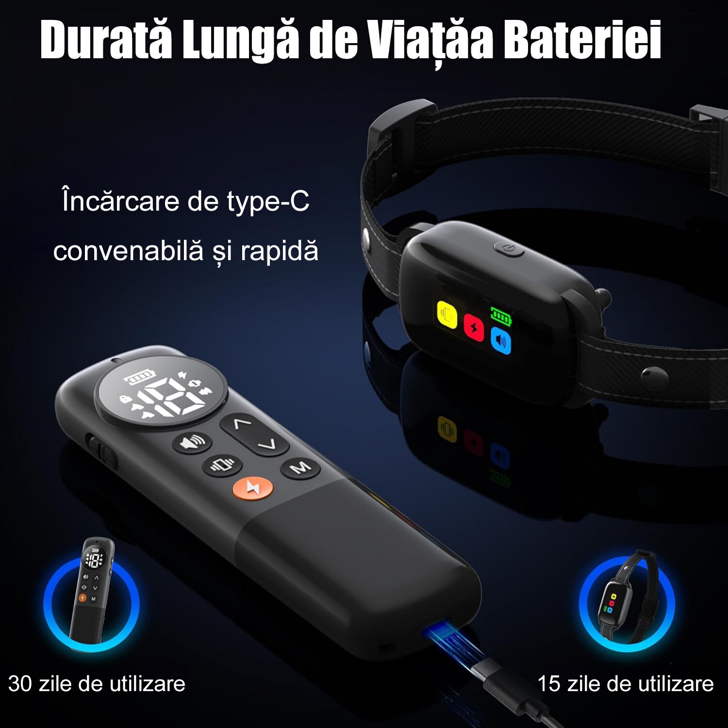 Zgarda Electrica pentru Dresaj Caini, BYONDSELF®, 3 Moduri Dresaj, IP67 ...