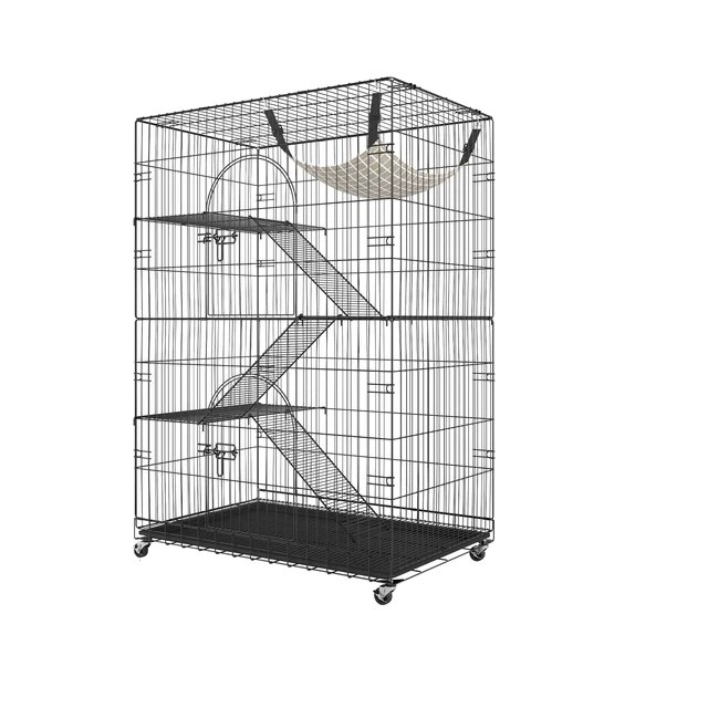 Tarc pentru pisici, 4 nivele, 35.4x23.6x51 inch, negru, cu roti ...