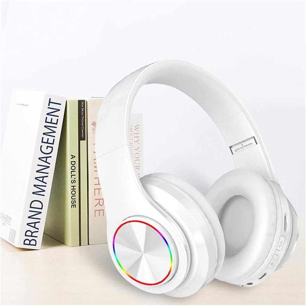 Casti Bluetooth fara fir, lumini LED colorate, microfon incorporat ...