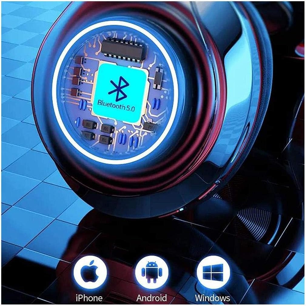 Casti Bluetooth fara fir, lumini LED colorate, microfon incorporat ...