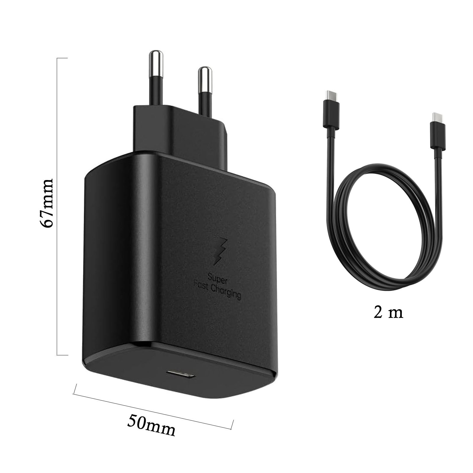 Incarcator Type-C Super Fast Charge, Hggzeg, 45W, Cablu 2 m, Iesire PDO ...