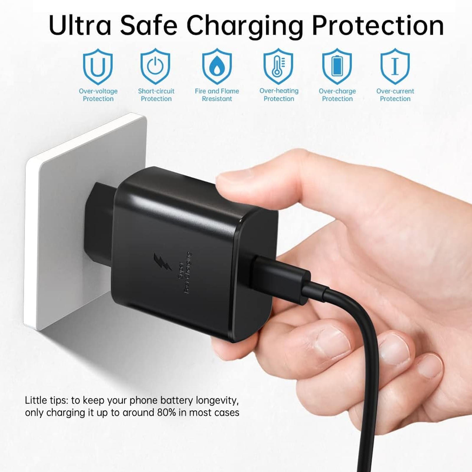 Incarcator Type-C Super Fast Charge, Hggzeg, 45W, Cablu 2 m, Iesire PDO ...