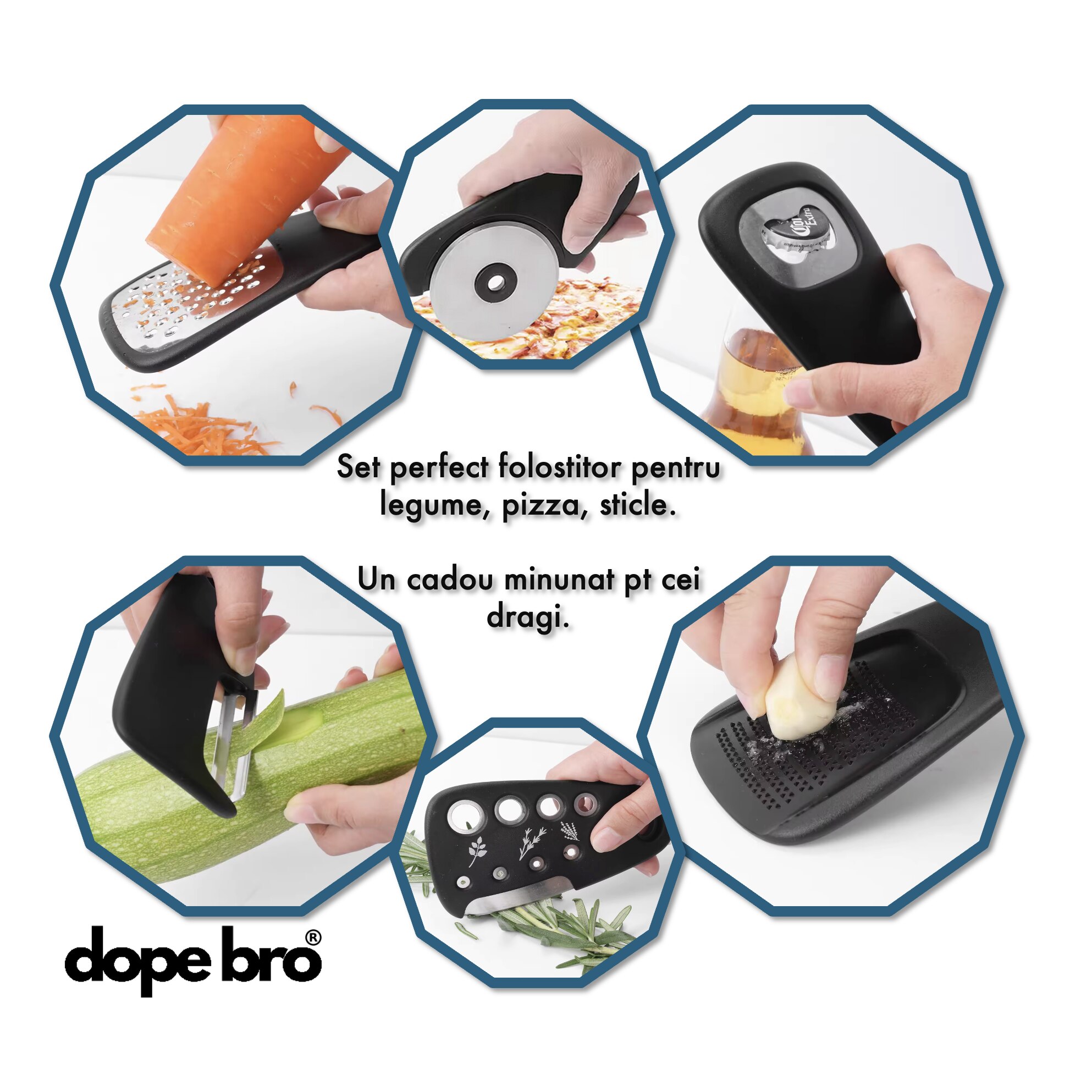 Dope Bro® Многофункционален комплект за почистване на плодове и ...