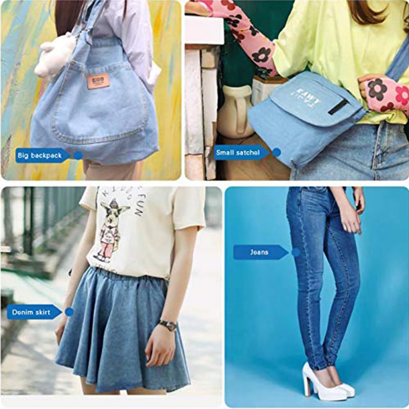 Material textil denim LPLND, bumbac, rezistent la uzura, albastru marin ...