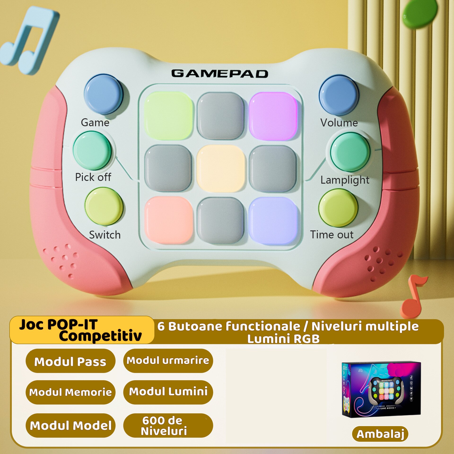 Jucarie Pop It Puzzle Electronic cu butoane, baterii incluse ...