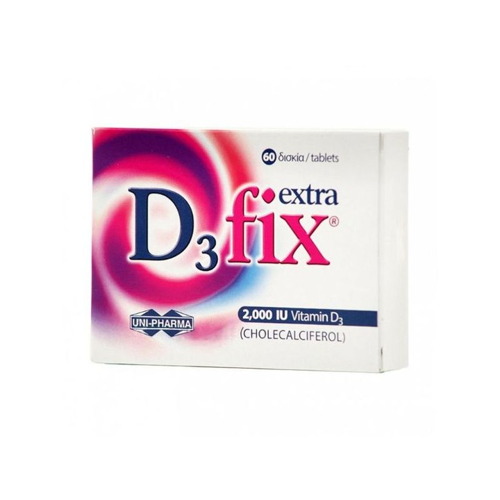 Supliment alimentar, UNI-PHARMA D3 fix extra 2000iu, 60 tablete - eMAG.ro