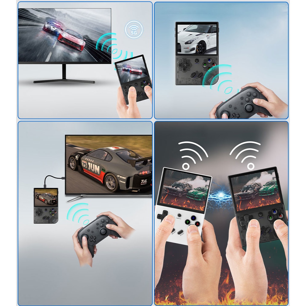 Consola retro ANBERNIC RG35XX Plus 64GB cu 5000 de jocuri clasice, WiFi, Bluetooth, cu iesire ...