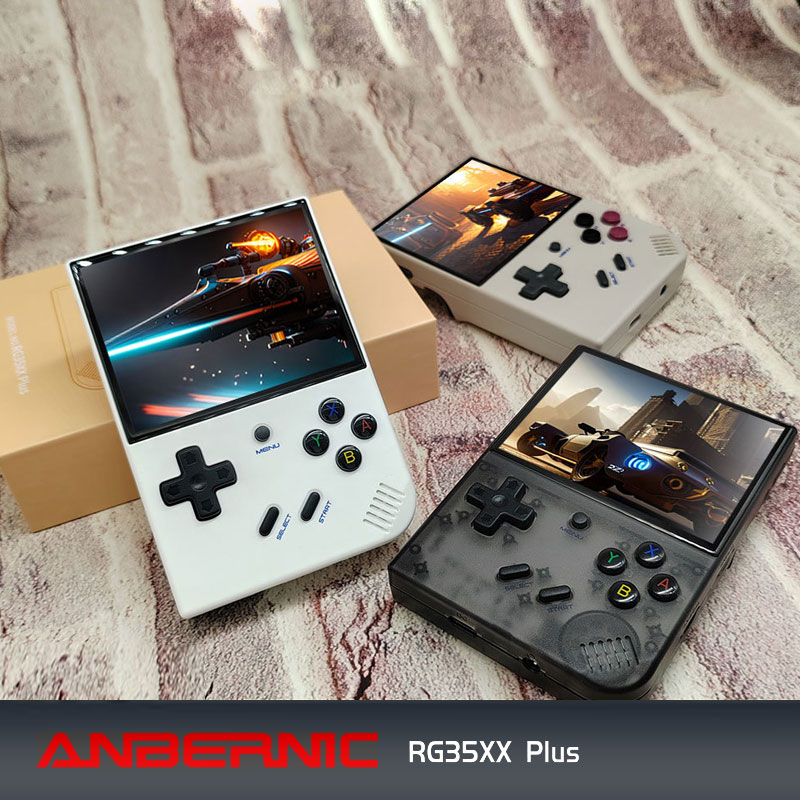 Consola retro ANBERNIC RG35XX Plus 64GB cu 5000 de jocuri clasice, WiFi, Bluetooth, cu iesire ...
