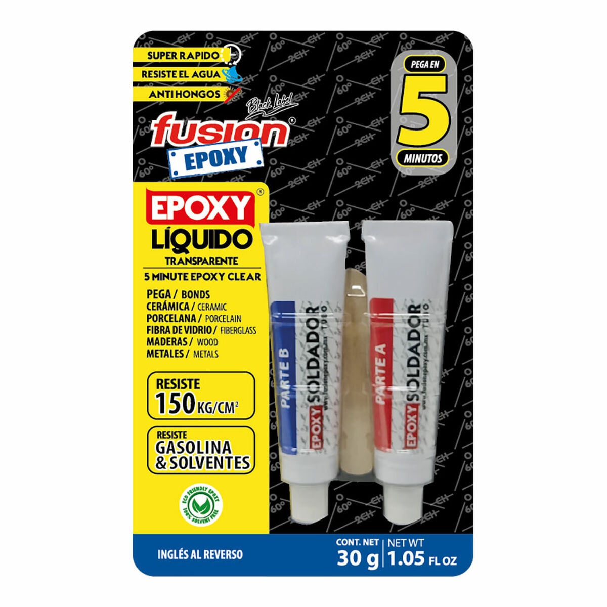 Adeziv epoxidic bicomponent Fusion Epoxy Black Label, incolor, 30g, 2 ...