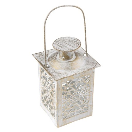 Suport lumanare tip felinar mic, suspendabil, din metal, 6x6x12.5 cm ...