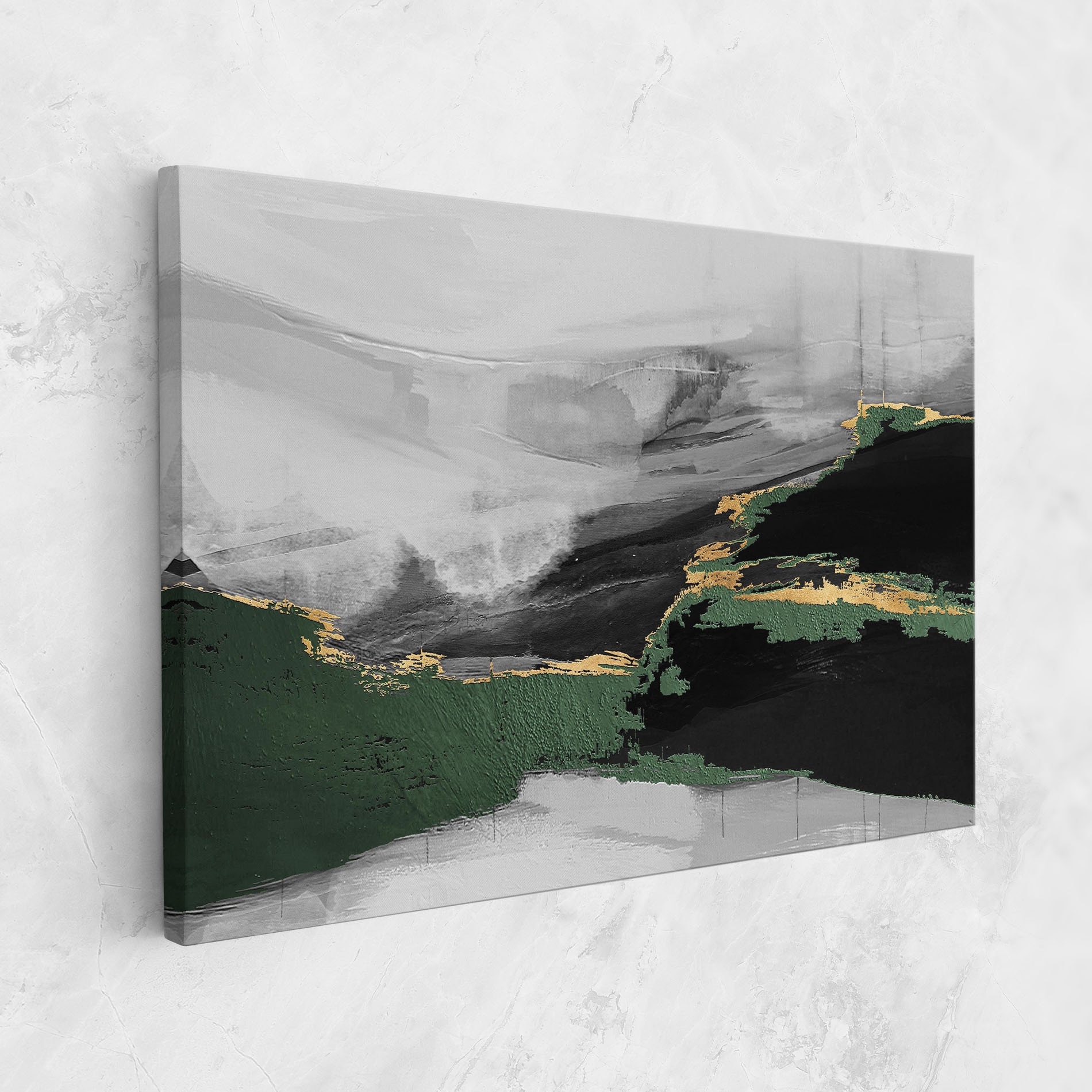 ARTHUB, Vászonkép 80x120 cm, Grey With Green Painting | Hálószoba és ...