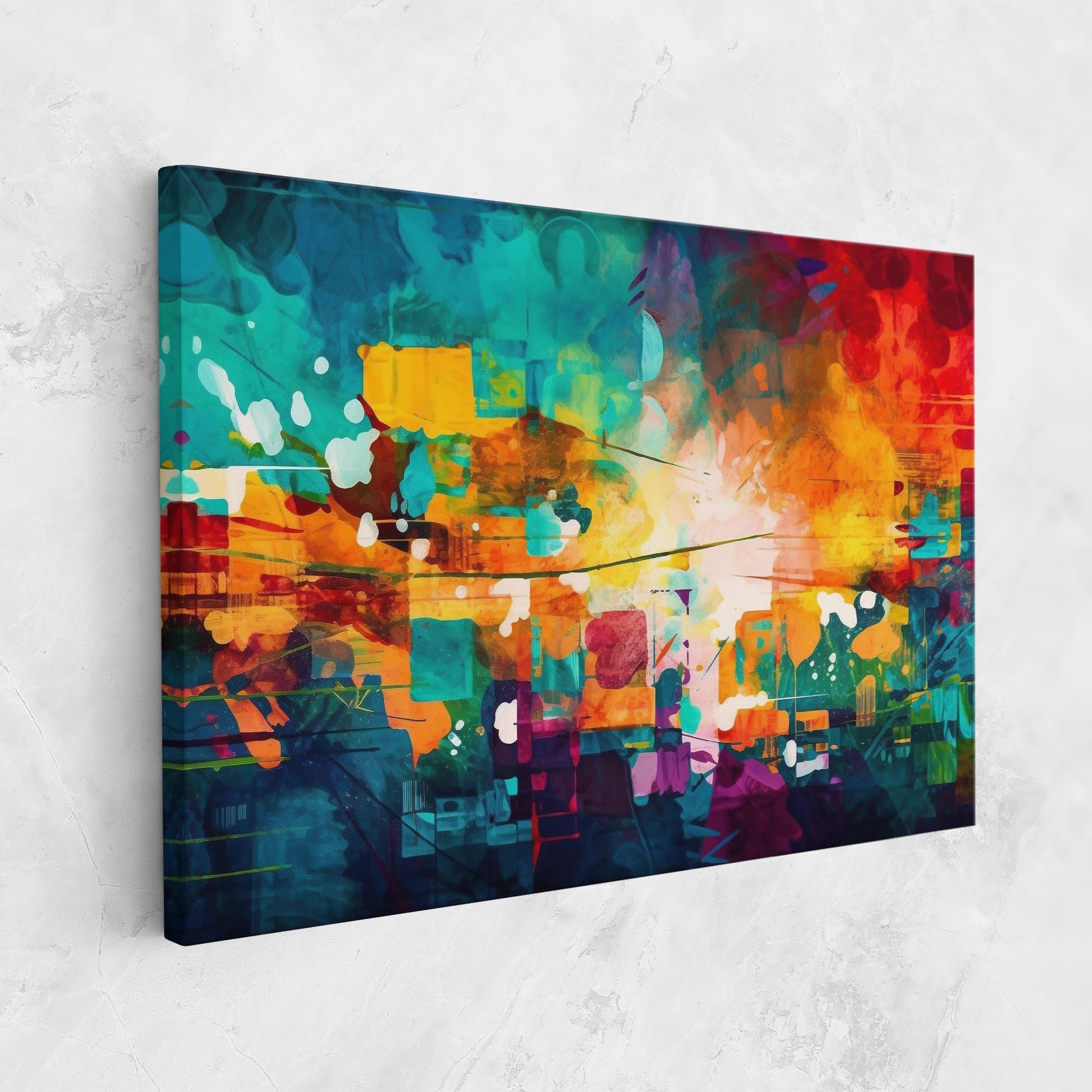 ARTHUB, Vászonkép 80x120 cm, Vibrant Colors On Blue Background ...