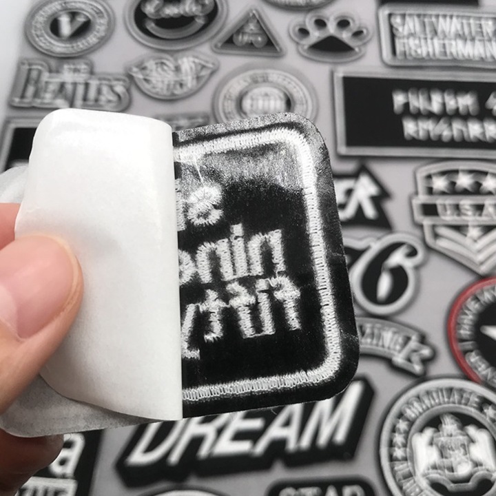 Set 15 petice textile, JENUOS®, patch brodat, diverse dimensiuni, Negru ...