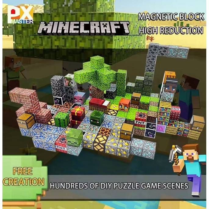 Магнитен конструктор, MINECRAFT, 80 бр - eMAG.bg