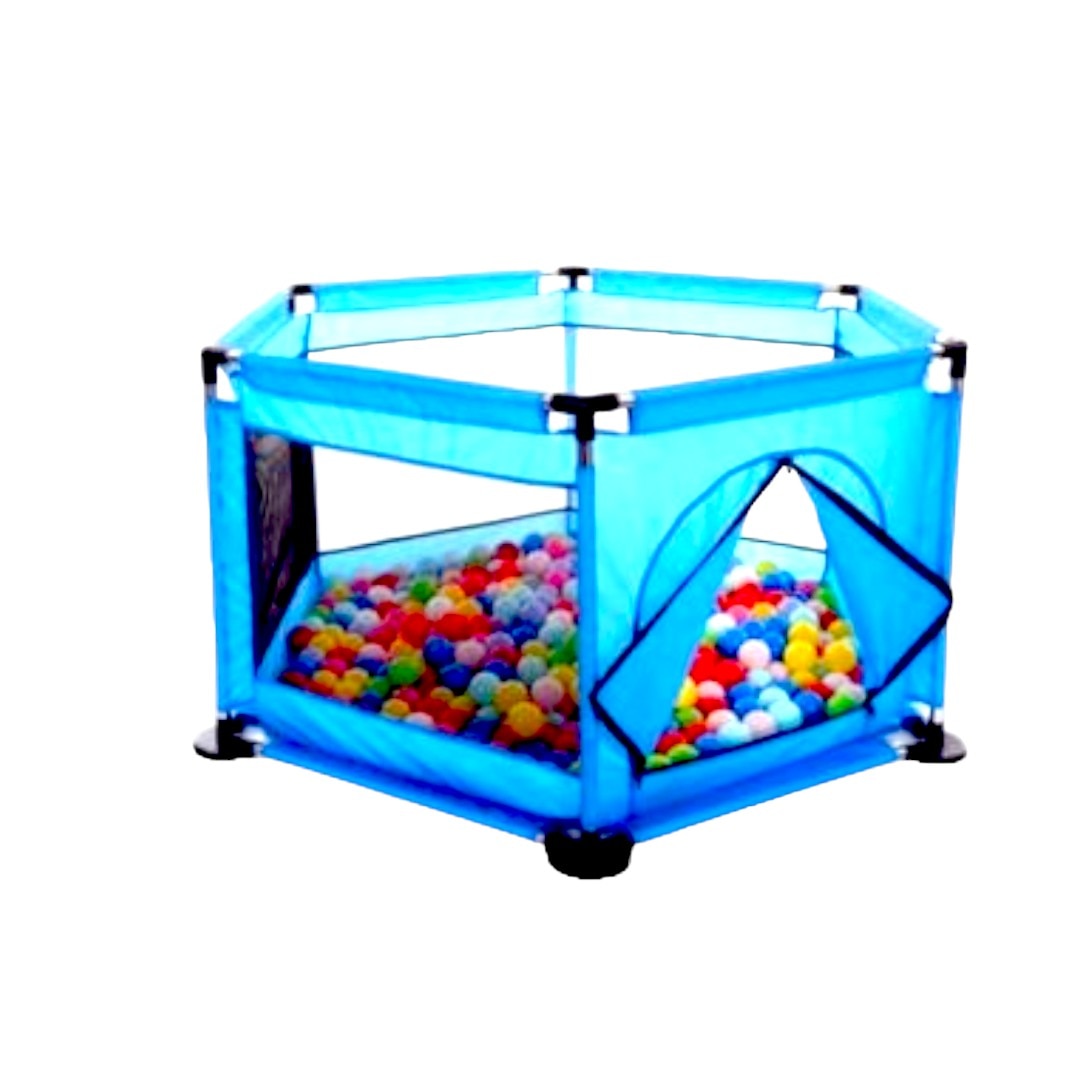 Tarc de joaca si protectie bebelusi, albastru, 128x113x65 cm, cu 50 ...