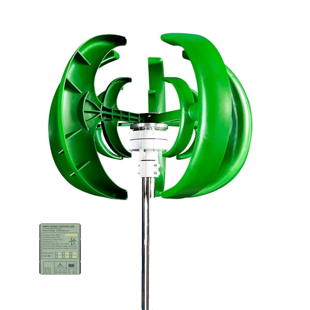 Turbina eoliana verticala, 5 pale, controler MPPT, 3000W, Lifepo4 100Ah ...