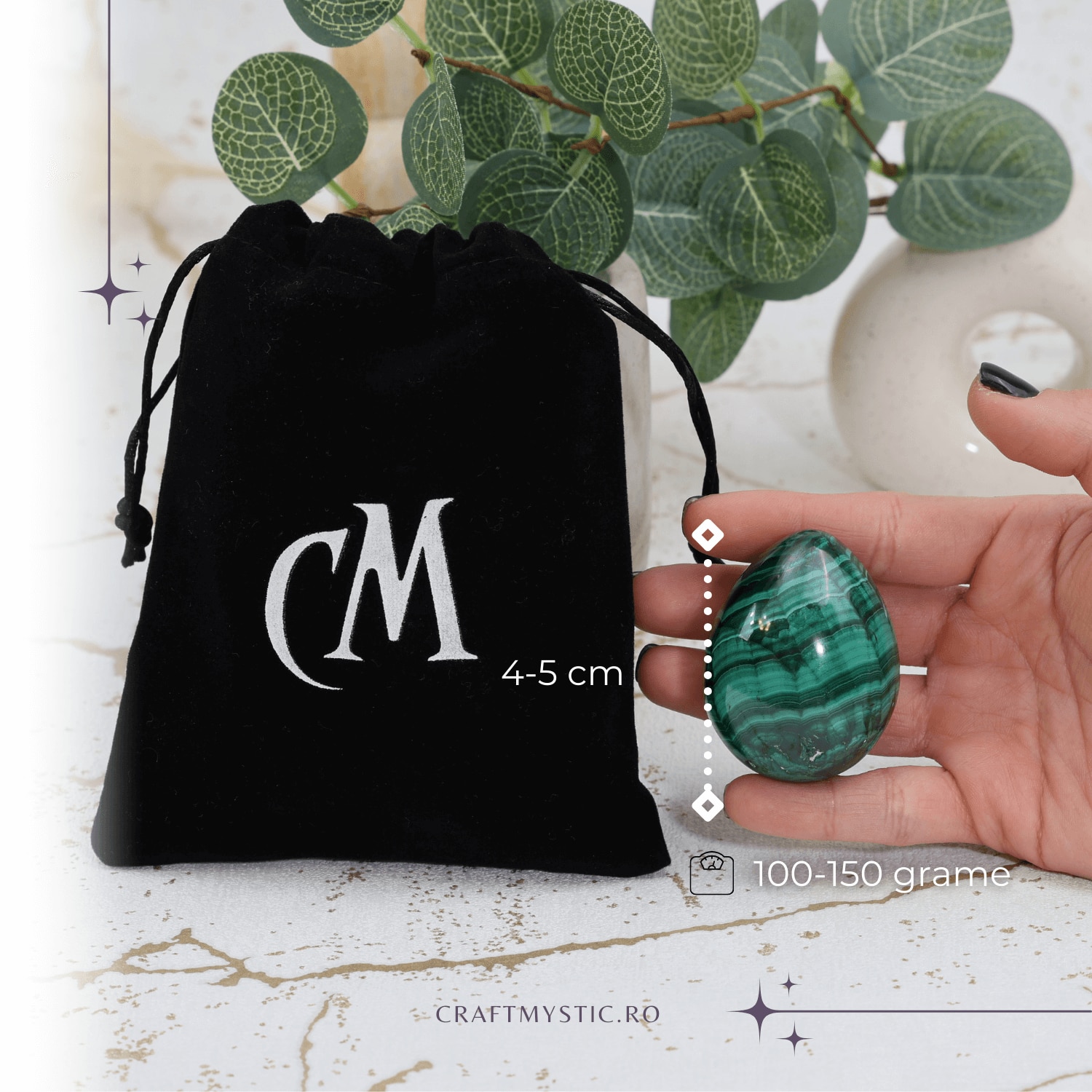 Ou din malachit natural 4-5 cm 100-150 grame - Elixirul Transformarii Spirituale - eMAG.ro