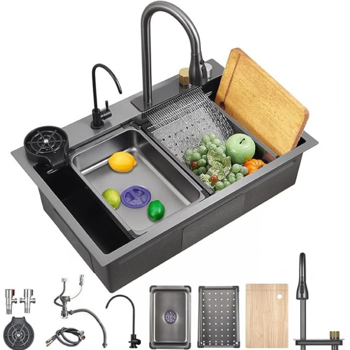 Set Chiuveta Multifunctionala de Bucatarie, cu Dus Extractibil ...