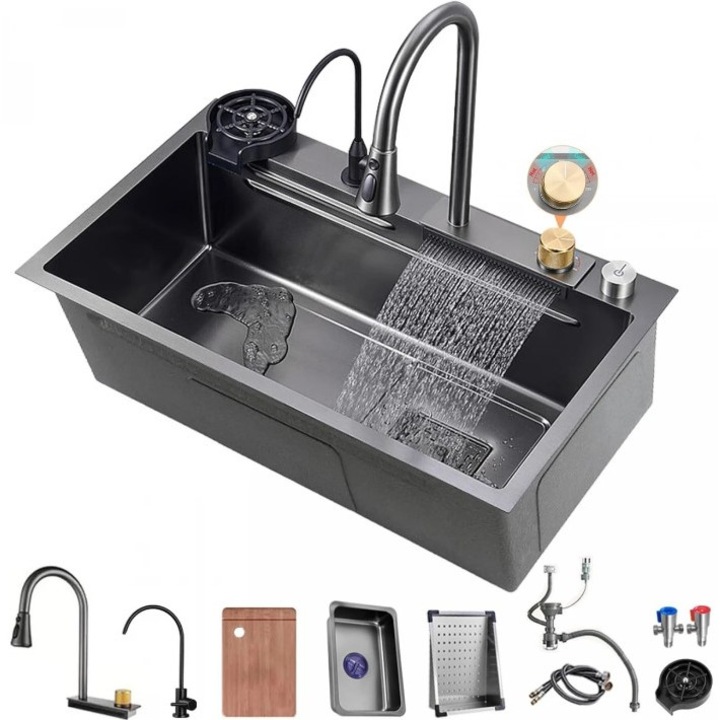 Set Chiuveta Multifunctionala de Bucatarie, cu Dus Extractibil ...