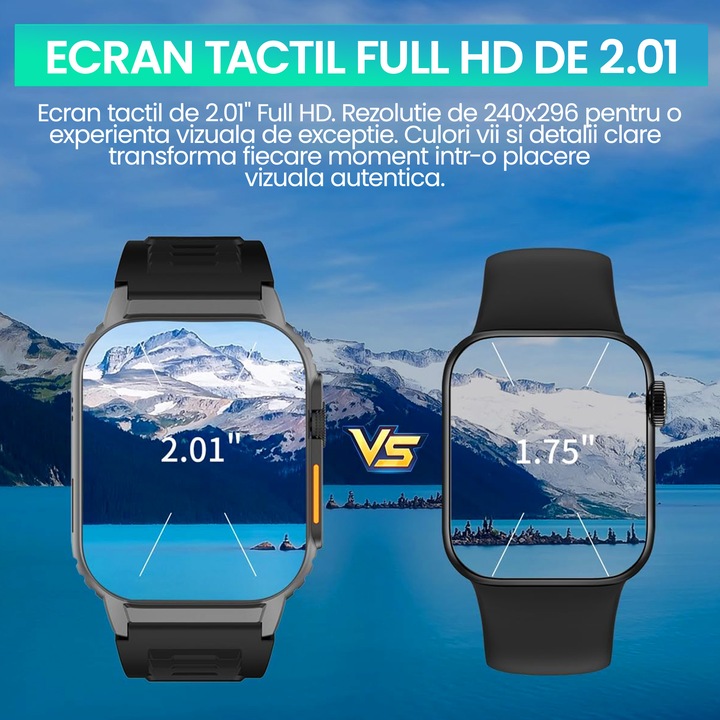 Ceas smartwatch, Inteligent cu Multiple functii fitness, Monitorizare noninvaziva Glicemie, Ritm ...