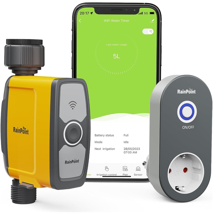 Programator irigatii WiFi RainPoint, 3 Programe, 2 Moduri, Ajustare ...