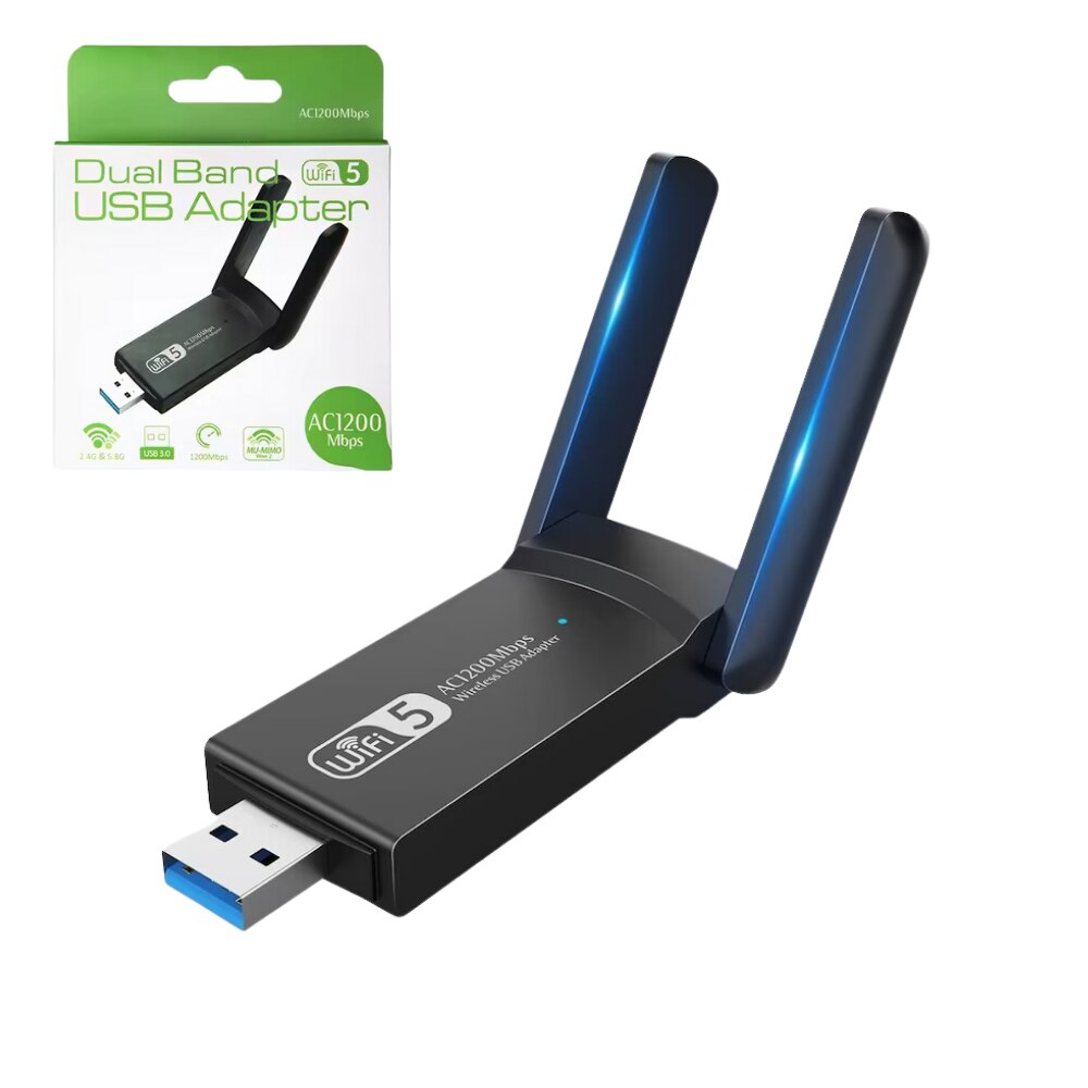 Adaptor Wireless cu 2 Antene, PRINTERY, 1300Mbps, USB 3.0, Instalare ...