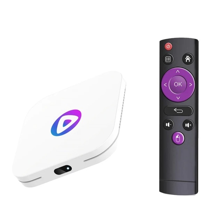 Set Top Box player, Android 13.0, 2GB RAM, 16GB eMMC, 4K, telecomanda ...