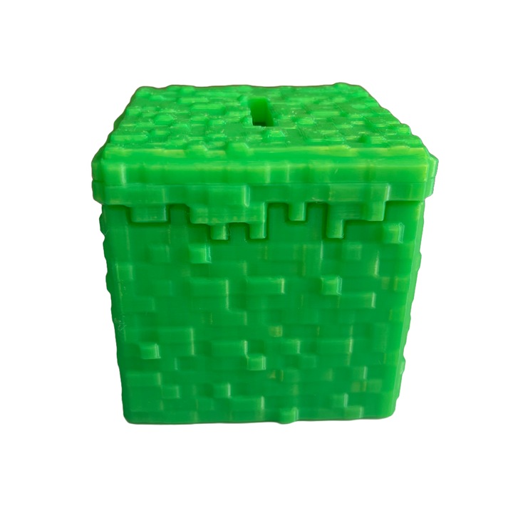 Pusculita cu capac detasabil tip Minecraft, in forma de cub, plastic ...