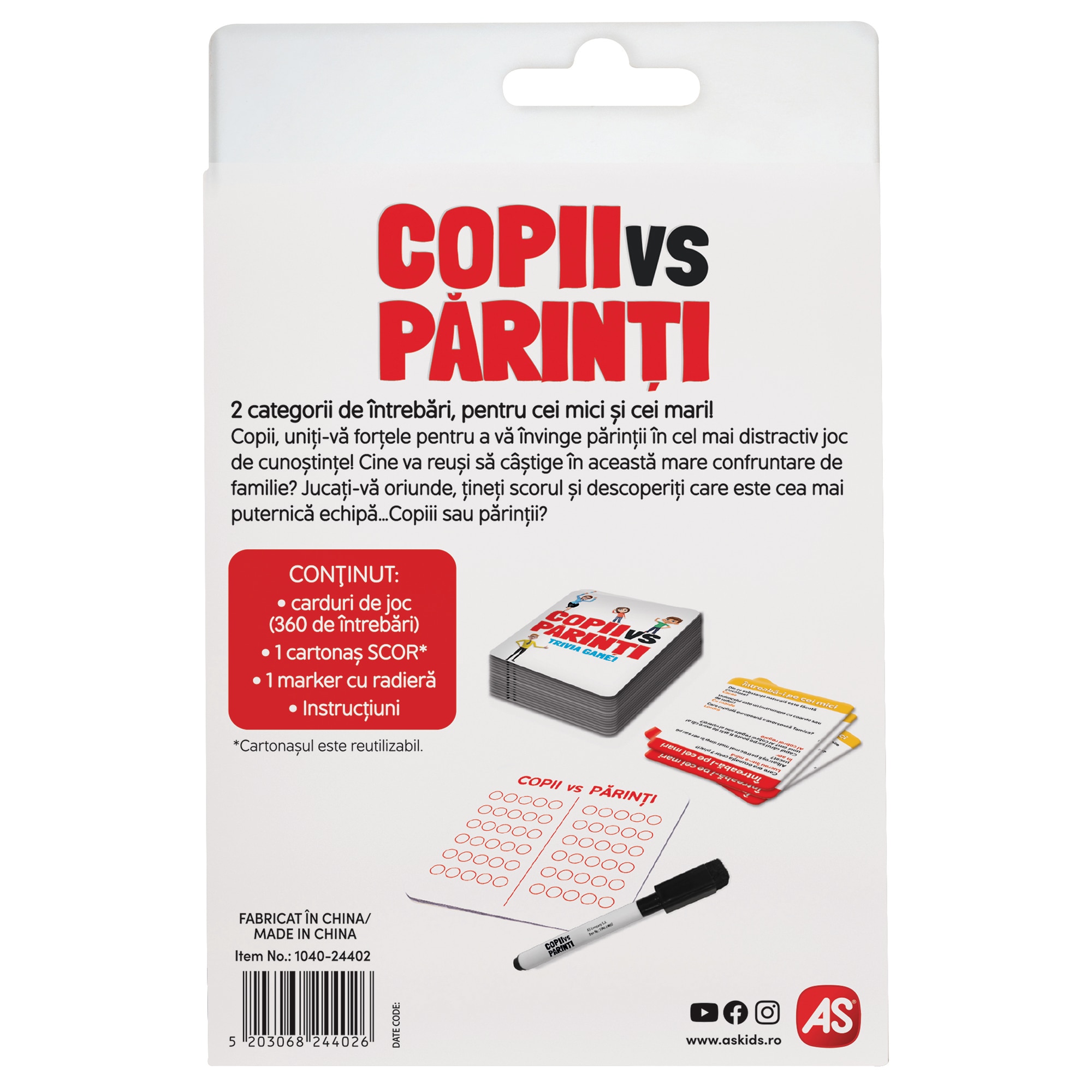 Joc de carti AS Games - Copii vs parinti, limba romana - eMAG.ro