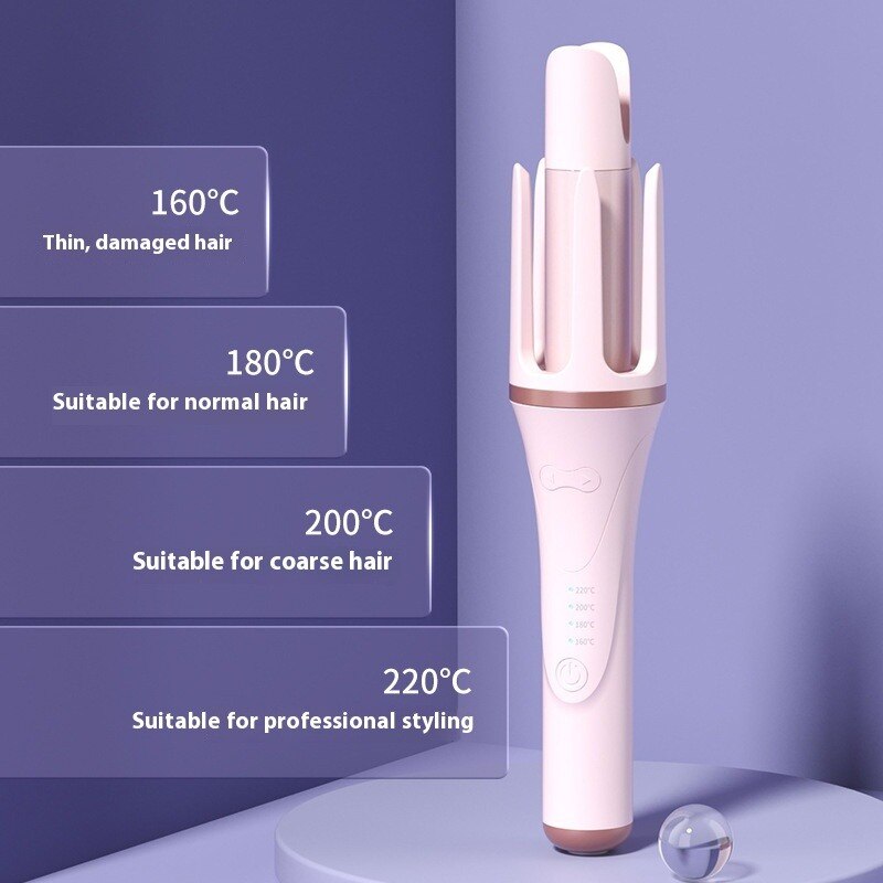 Ondulator de par, Automat, 4 Trepte temperatura, 32mm, Roz - eMAG.ro