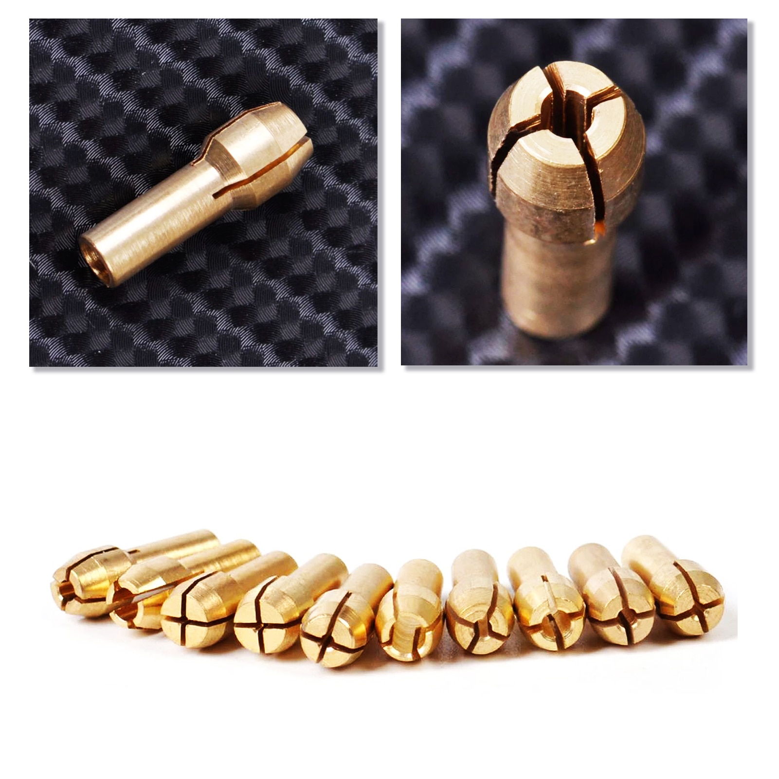 Set 10 piese mandrine mini pentru scule rotative, cupru, 0.5-3.2mm ...