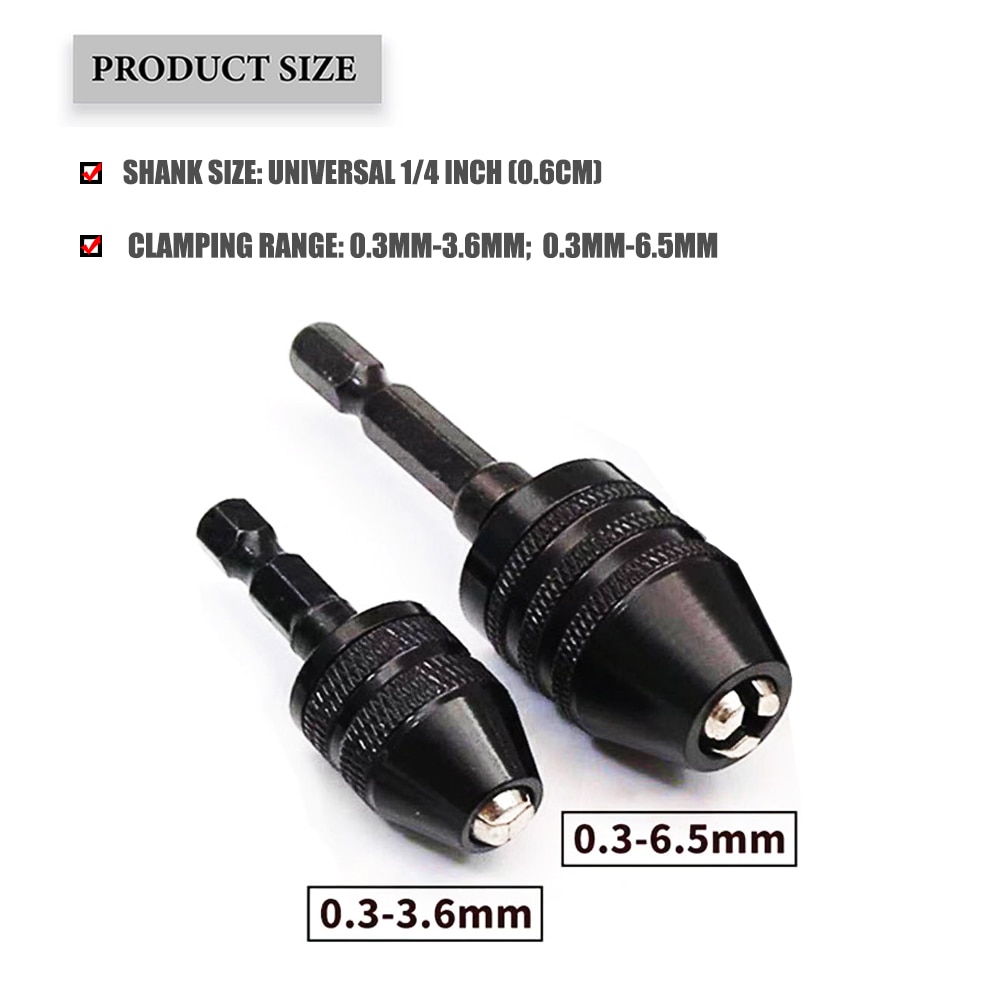 Set 2 Adaptoare Mandrina Fara Cheie, Hex Shank 1/4", Aliaj Aluminiu, 0. ...