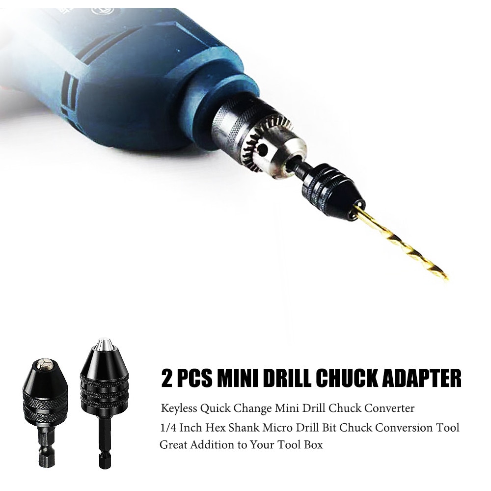Set 2 Adaptoare Mandrina Fara Cheie, Hex Shank 1/4", Aliaj Aluminiu, 0. ...
