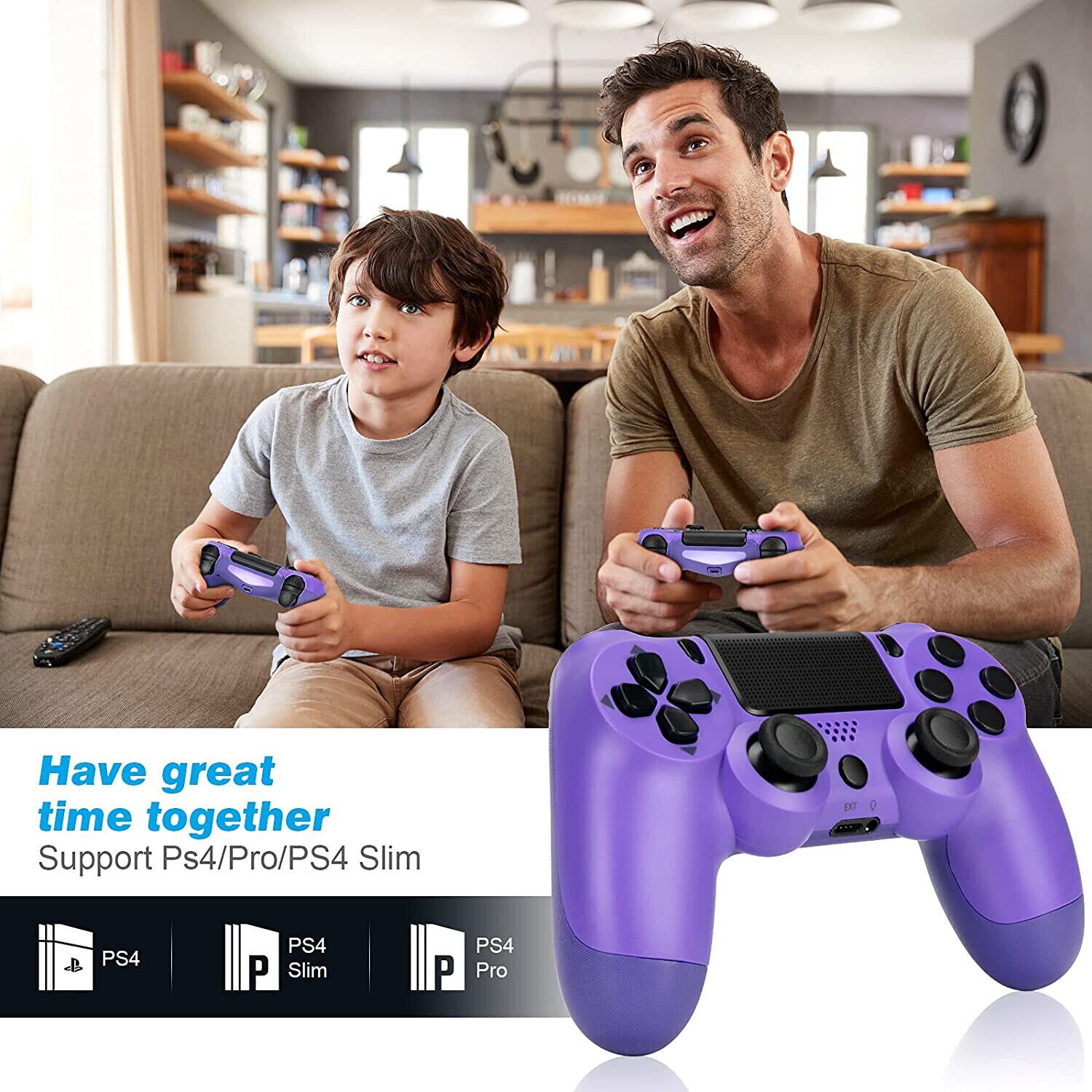 Controler Wireless pentru PS4, Dual Vibration, Six-Axis, Violet - eMAG.ro