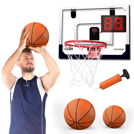 Cos de baschet copii,3 mingi incluse, Tablou de bord electronic, inel ...